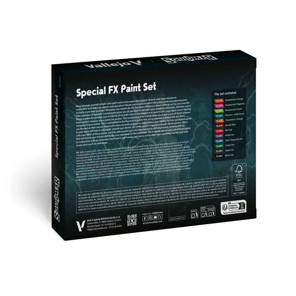 Vallejo Special FX Paint Set by Squidmar Miniatures - 12 Acrylic Paints ...