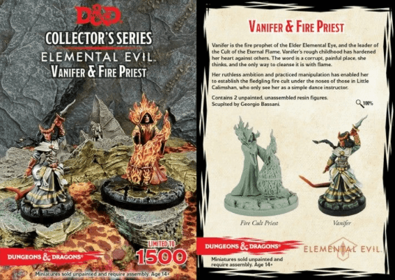 D&D Collectors Series Miniatures Elemental Evil Vanifer & Fire Priest ...