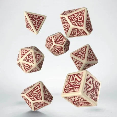 Q Workshop - Dwarven Beige & Burgundy Dice Set 7 – Gap Games