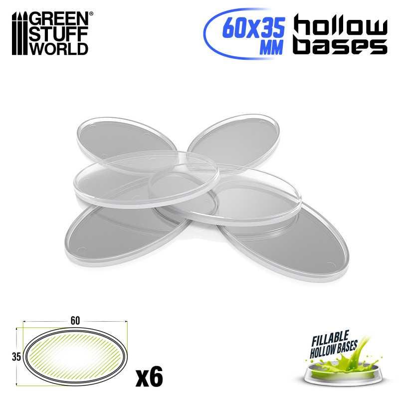 GREEN STUFF WORLD Hollow Plastic Bases -TRANSPARENT - Oval 60x35mm ...