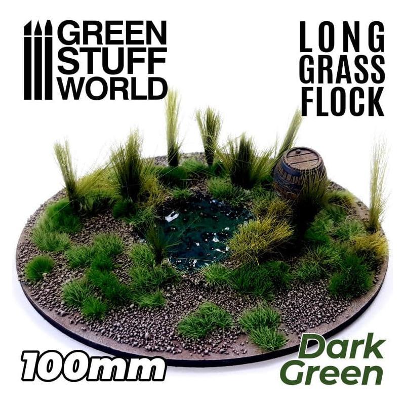 GREEN STUFF WORLD Long Grass Flock 100mm - Dark Green – Gap Games