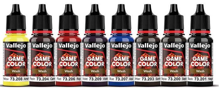 Vallejo Wash Bundle - New Formula Vallejo Game Colour 18ml (8 droppers ...